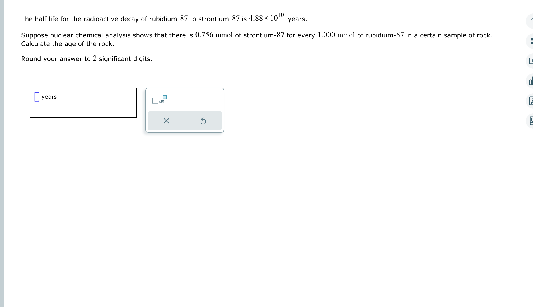 Solved The half life for the radioactive decay of rubidium- | Chegg.com