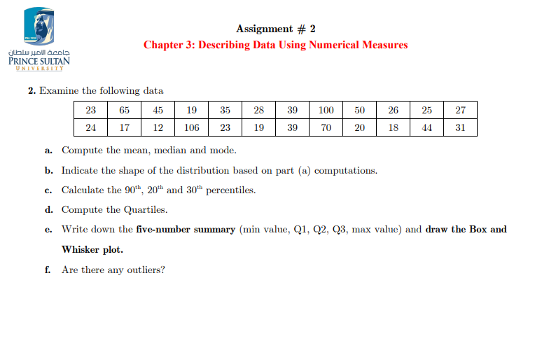 Solved Assignment \# 2 Chapter 3: Describing Data Using | Chegg.com