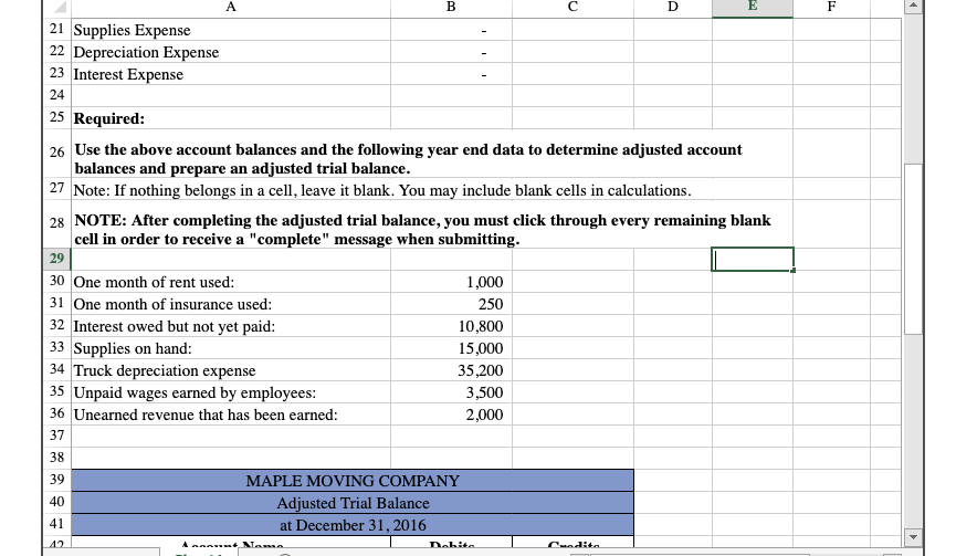 Solved Reporting Adjusted Account Balances using Excel's | Chegg.com
