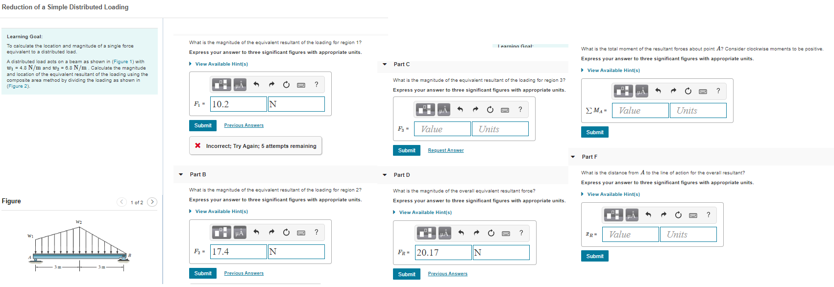 Reduction of a Simple Distributed Loading learning | Chegg.com