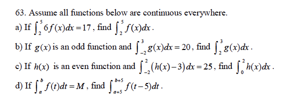 Solved 63. Assume all functions below are continuous | Chegg.com