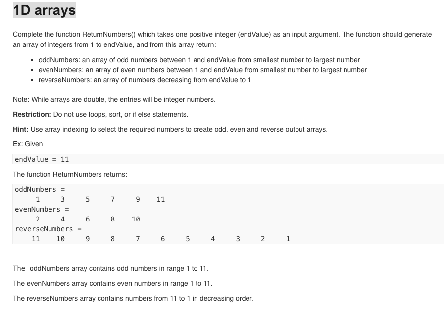 Solved 1d Arrays Complete The Function Return Numbers 3660
