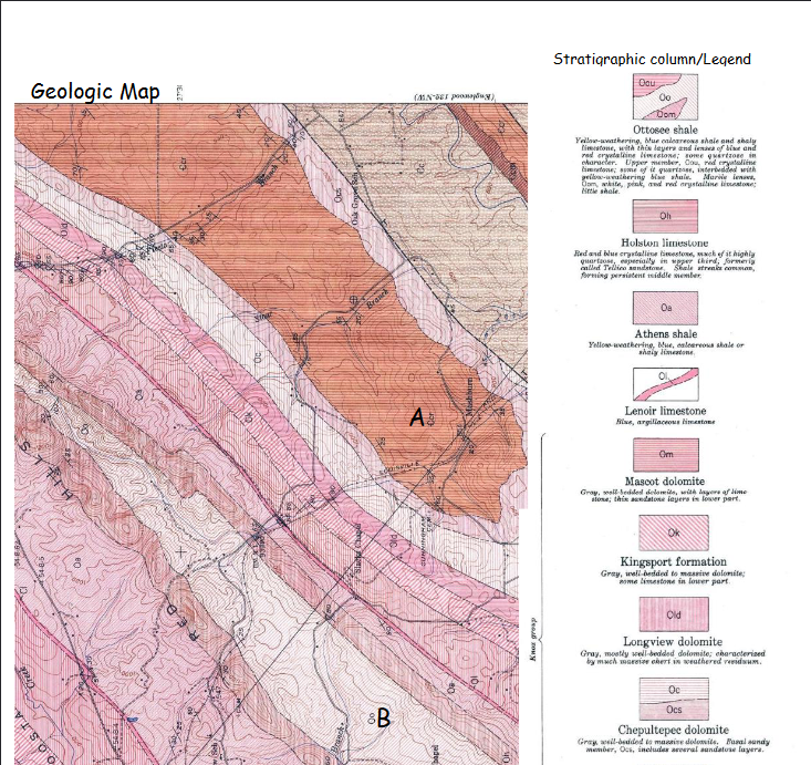 Solved 1. Using the geologic column/legend, what is the | Chegg.com