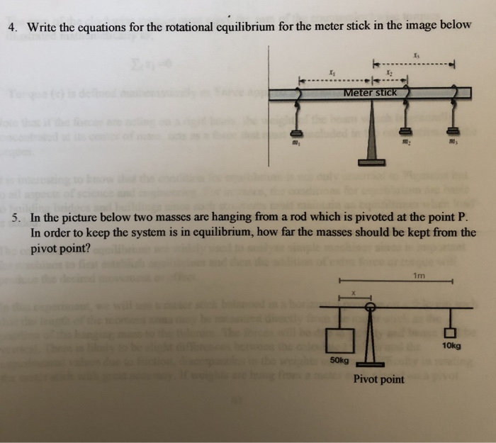 Solved Write the equations for the rotational equilibrium | Chegg.com