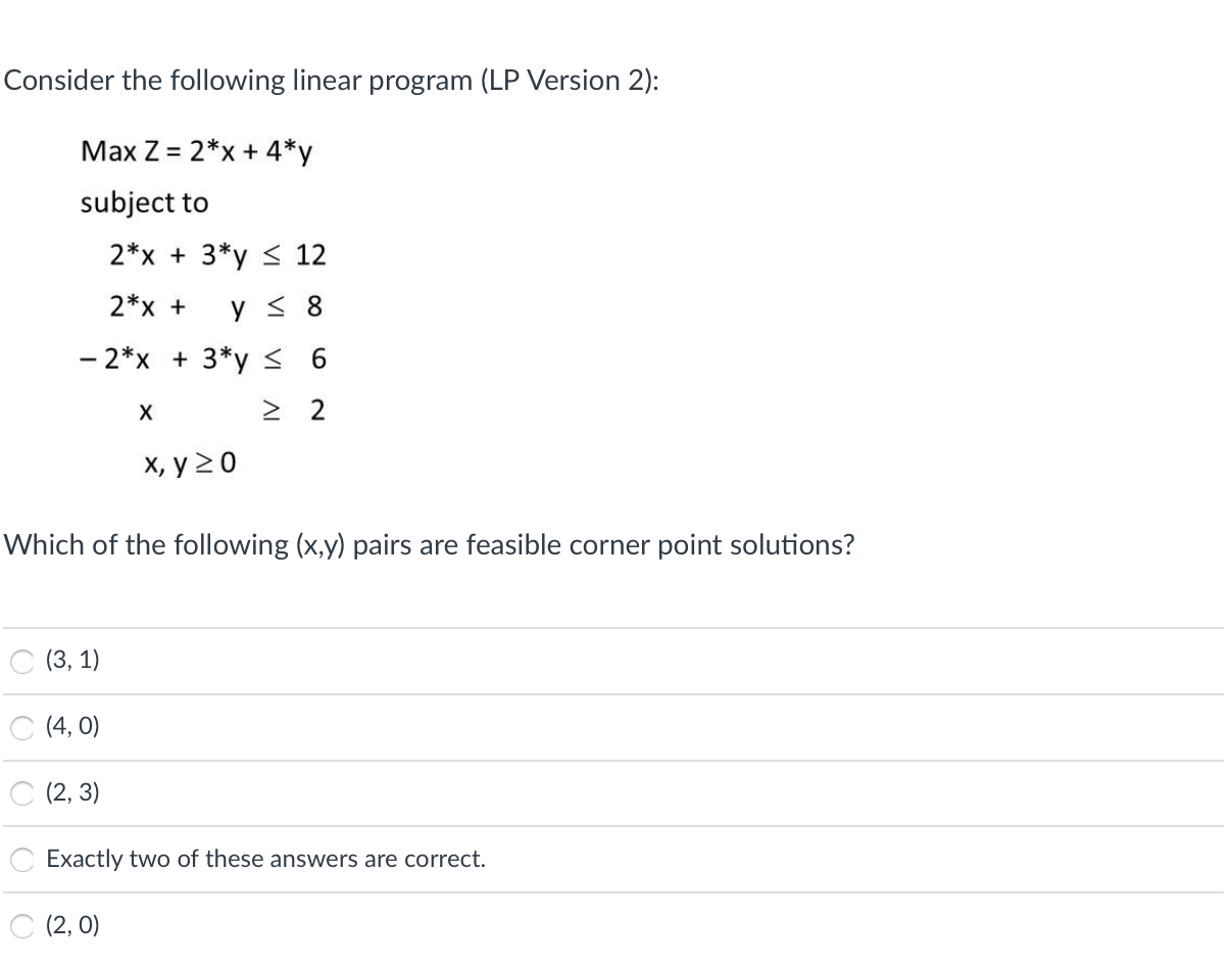 Solved Consider the following linear program (LP Version 2): | Chegg.com
