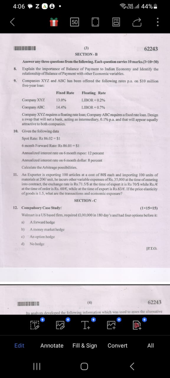 Solved Answer any three questions from the following. Each | Chegg.com