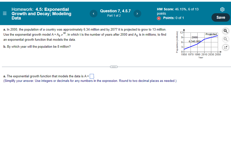Solved Homework: 4.5: Exponential = Growth and Decay; | Chegg.com