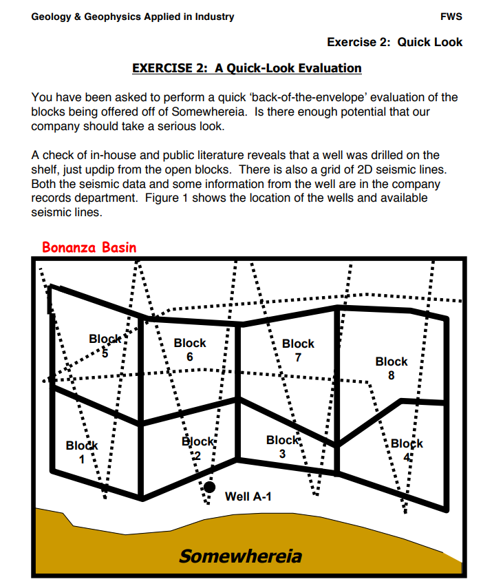 Geology & Geophysics Applied in Industry FWS Exercise | Chegg.com