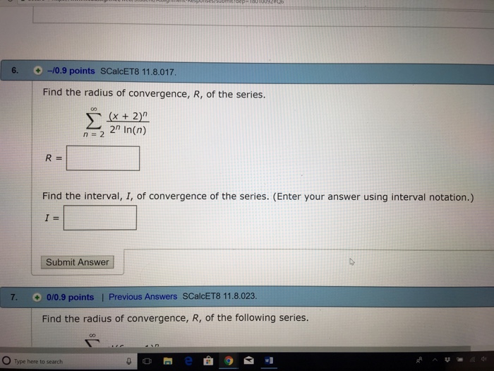 Solved 6. -/0.9 points SCalcET8 11.8.017 Find the radius of | Chegg.com