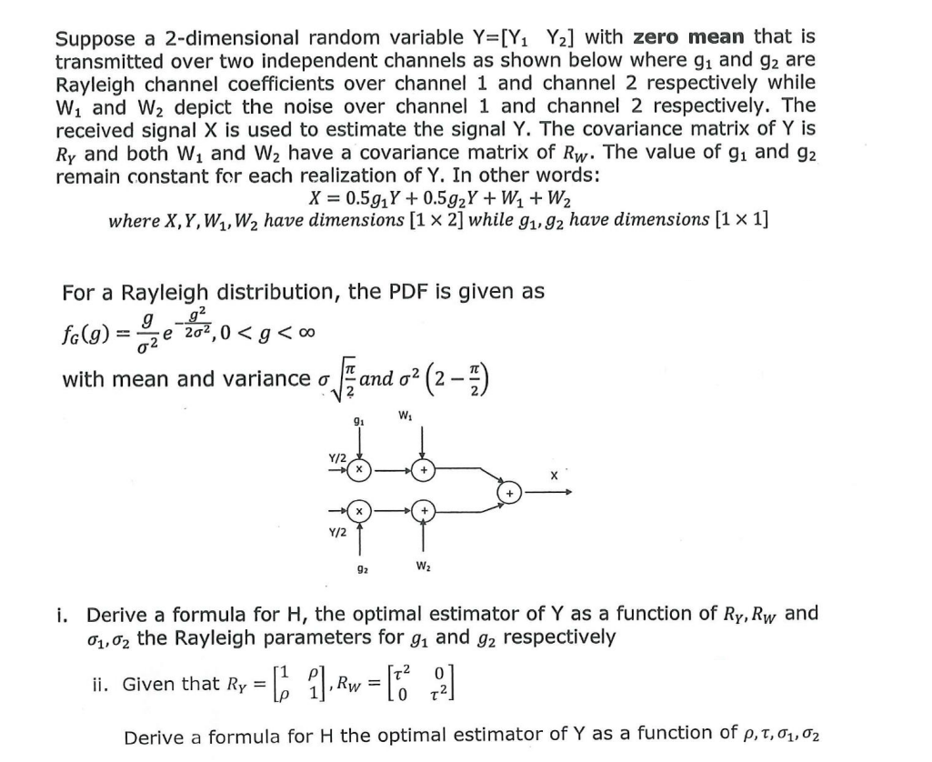 Solved Suppose a 2-dimensional random variable Y=[Y1Y2] with | Chegg.com
