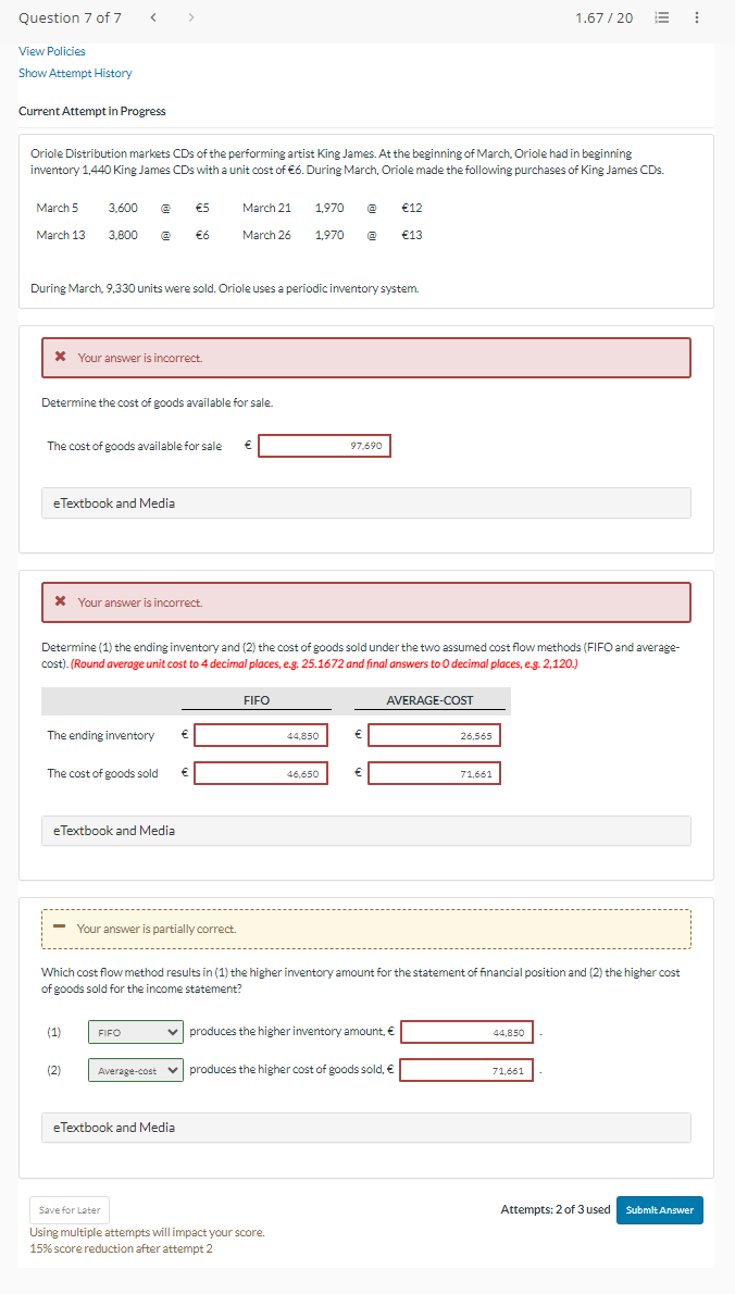 Solved Current Attempt in Progress Oriole Distribution | Chegg.com