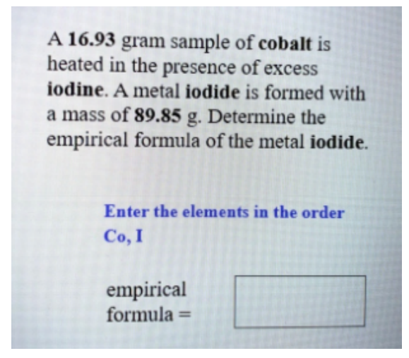 Solved A 16.93 gram sample of cobalt is heated in the | Chegg.com