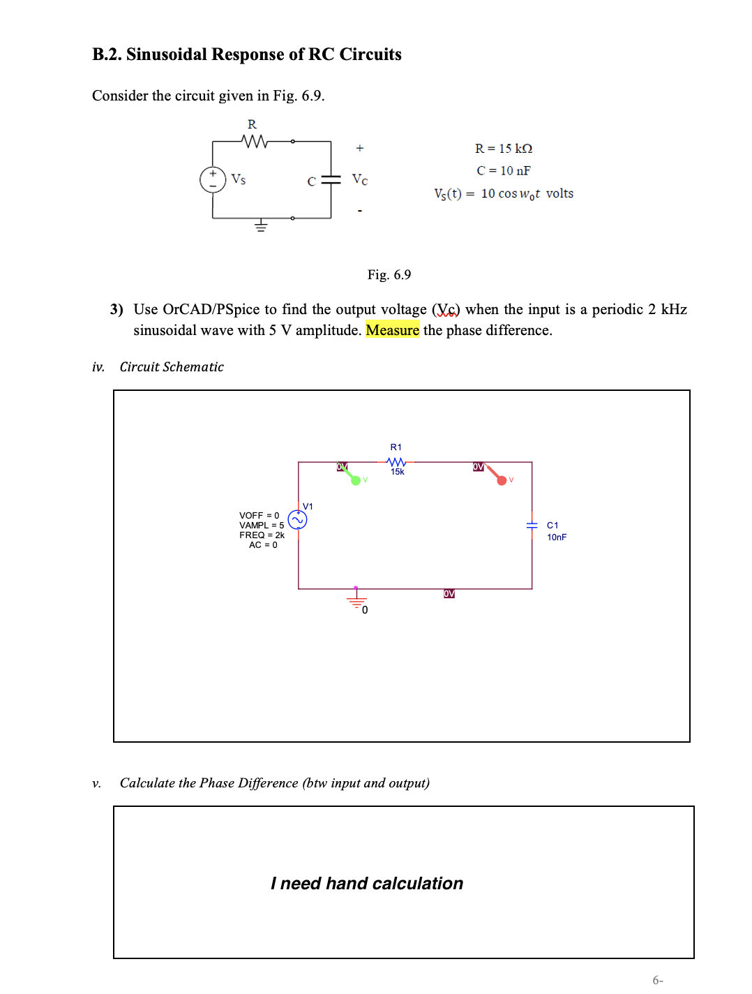Solved B.2. ﻿Sinusoidal Response of RC CircuitsConsider the | Chegg.com