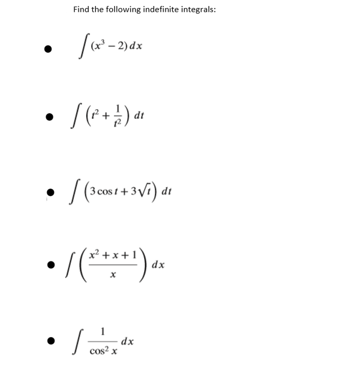 Solved Find the following indefinite integrals: · [(x-2)dx • | Chegg.com