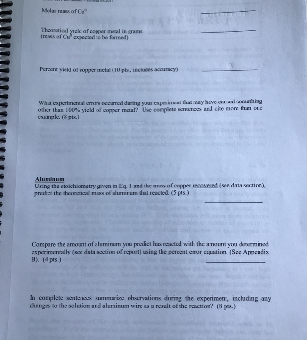Solved 2.1189 Mass of copper(II) chloride CuCl2 Mass of | Chegg.com