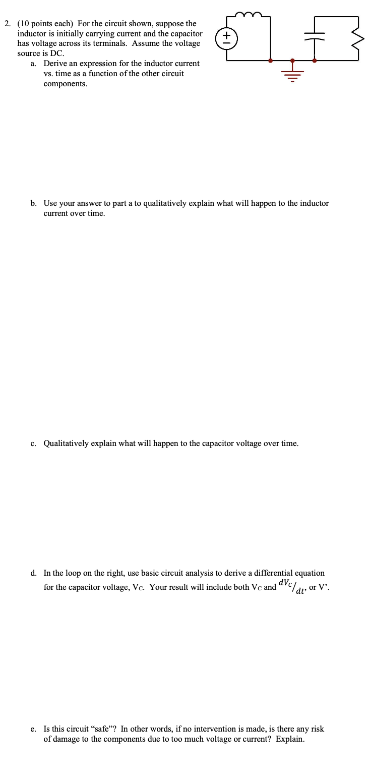 Solved 10 Points Each For The Circuit Shown Suppose T 