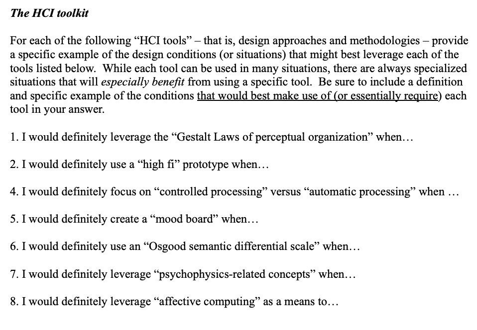 Solved For each of the following "HCI tools" - that is, | Chegg.com