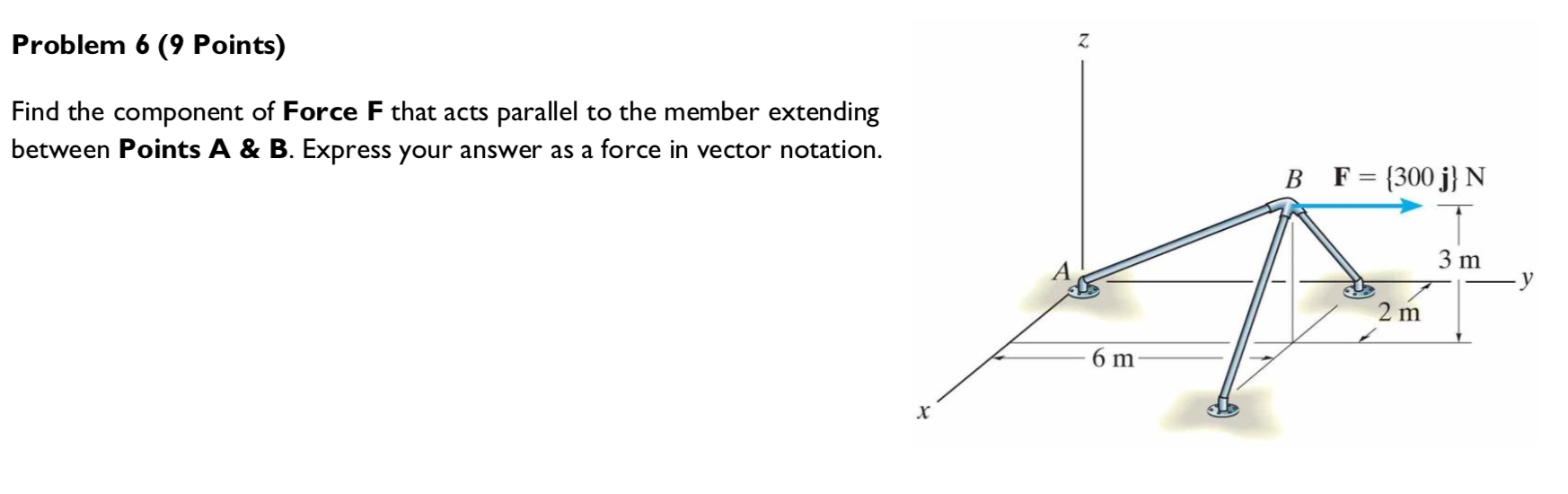 Solved Problem 6 (9 Points) Find the component of Force F | Chegg.com