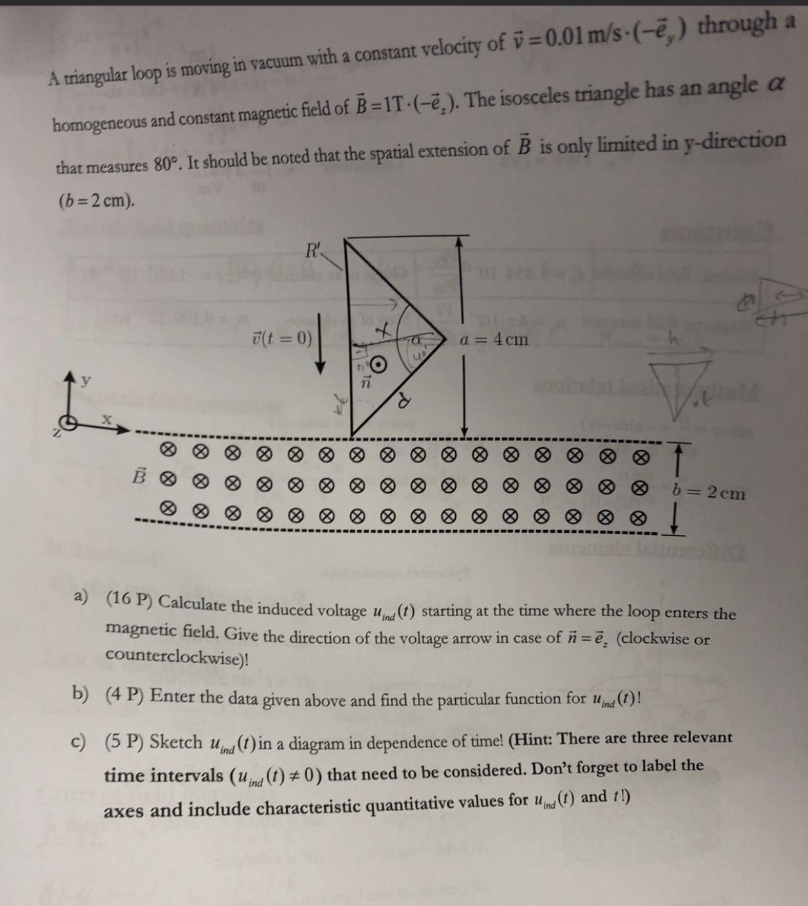 Solved A triangular loop is moving in vacuum with a constant | Chegg.com