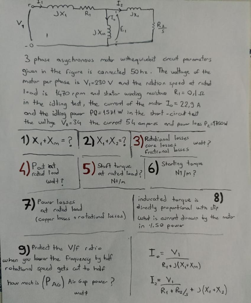 Solved 3-phase, star-connected, asynchronous motor with | Chegg.com