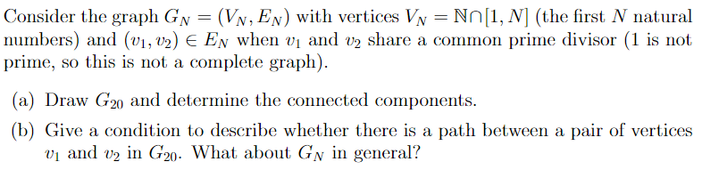 Solved Consider the graph GN = (VN, EN) with vertices VN = | Chegg.com