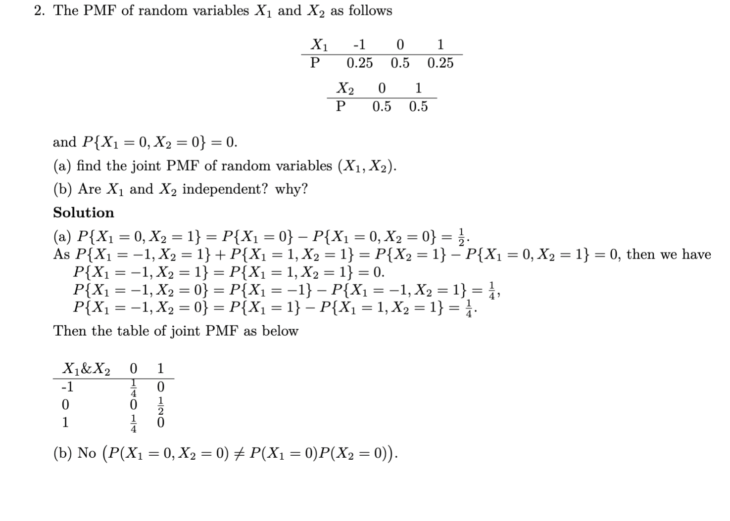 Solved 2. The PMF of random variables X1 and X2 as follows | Chegg.com
