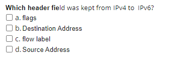 Solved Which header field name and position changed in IPV6? | Chegg.com