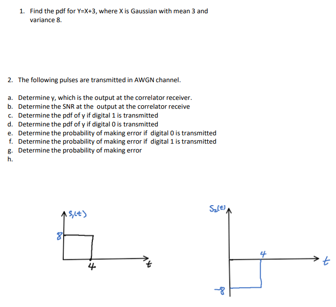 1. Find the pdf for Y=X+3, where X is Gaussian with | Chegg.com