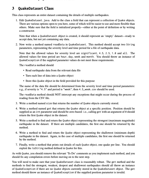 Solved Quake.java import java.io. * ; import | Chegg.com