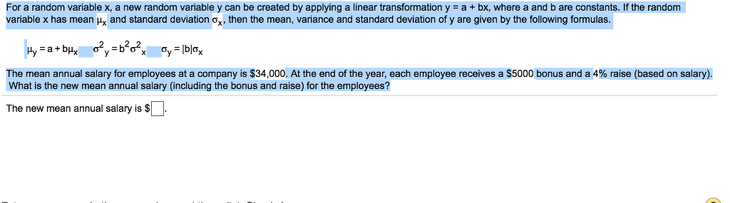 Solved For a random variable x, a new random variable y can | Chegg.com