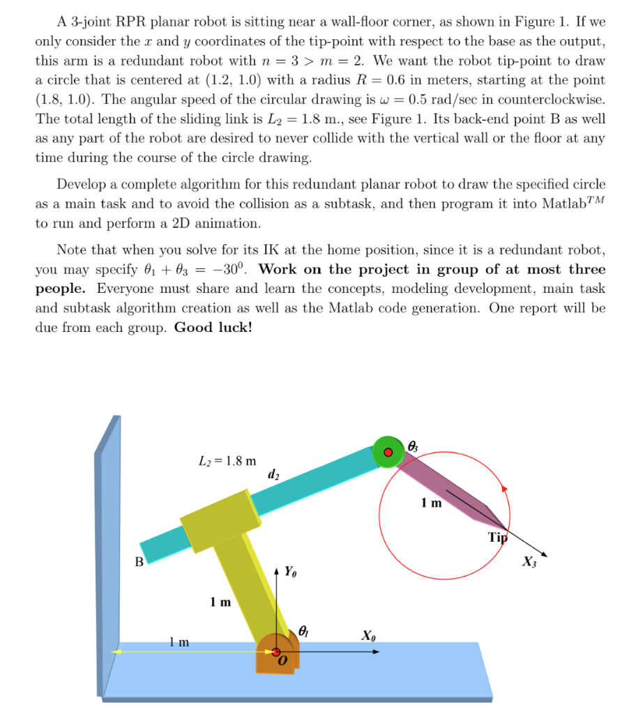 A 3-joint RPR planar robot is sitting near a | Chegg.com
