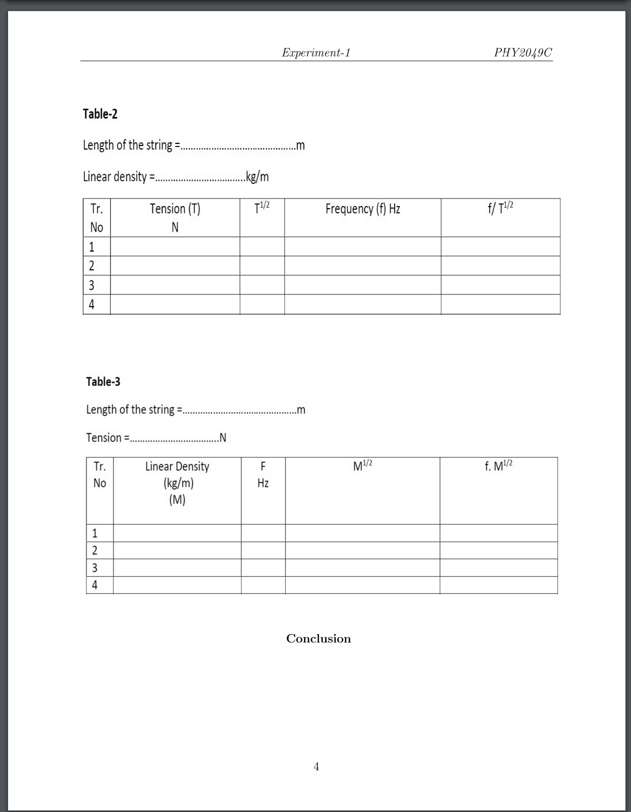 1. The fundamental frequency f is inversely | Chegg.com