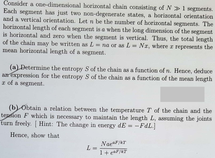 Solved Consider a one-dimensional horizontal chain | Chegg.com