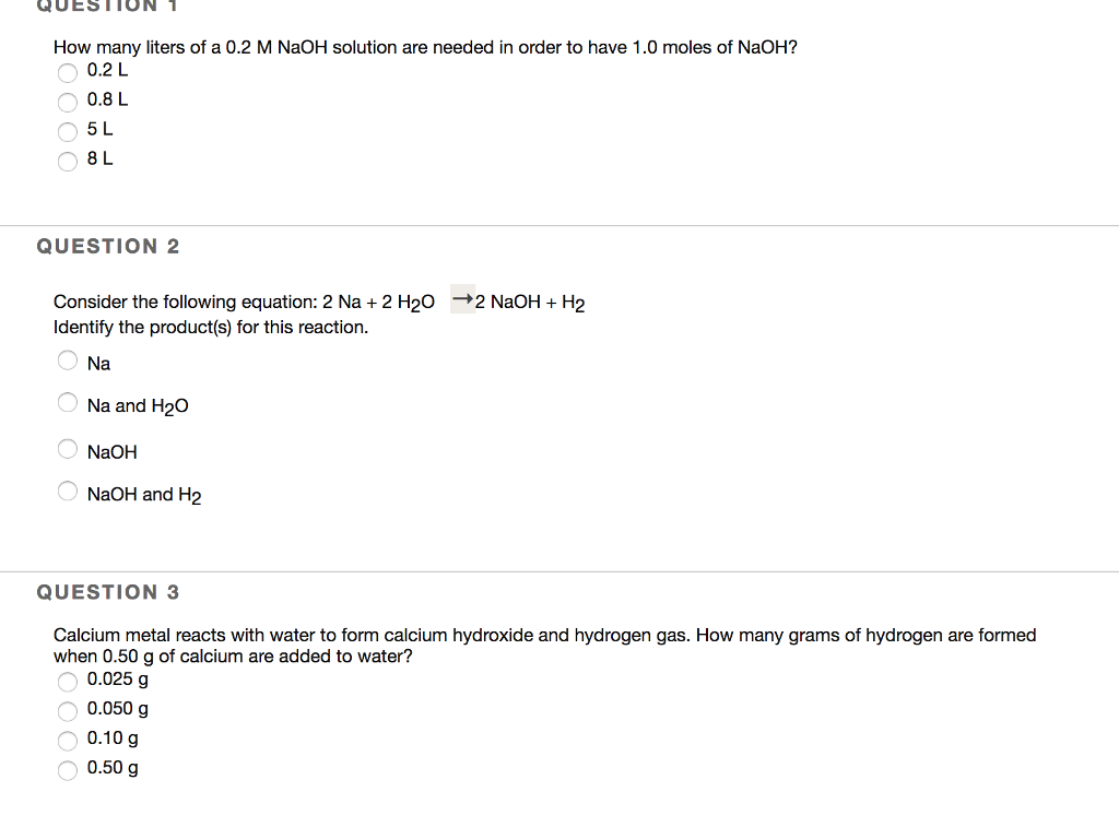 Solved How many liters of a 0.2 M NaOH solution are needed | Chegg.com