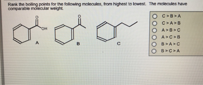 Solved Rank the boiling points for the following molecules, | Chegg.com