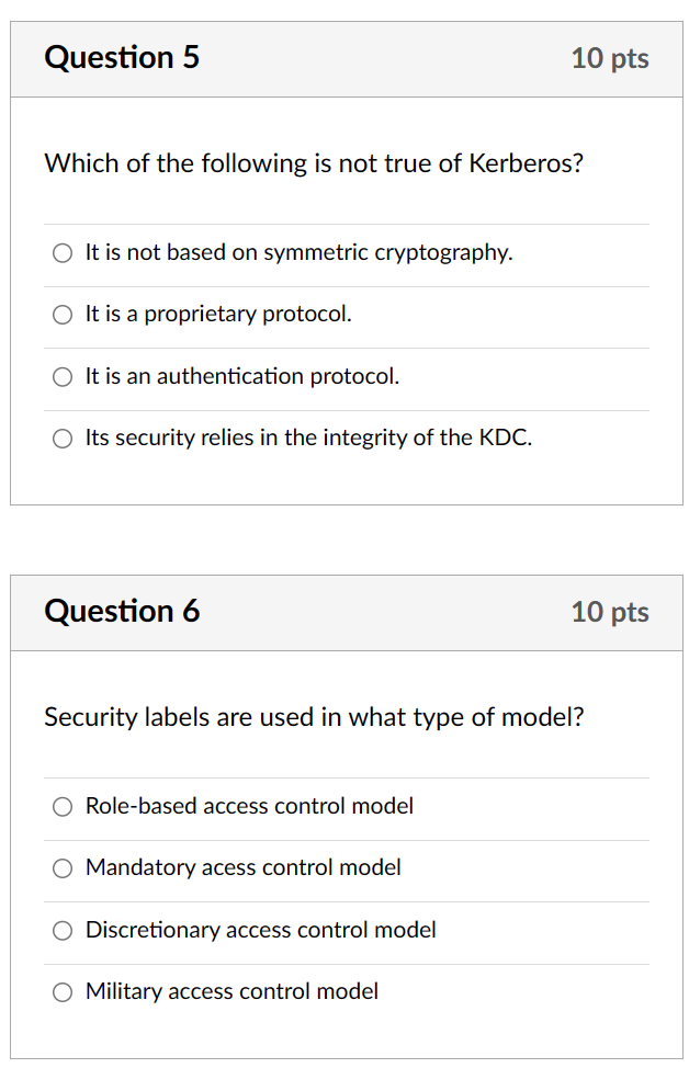 Solved Which Of The Following Is Not True Of Kerberos It Is 5199