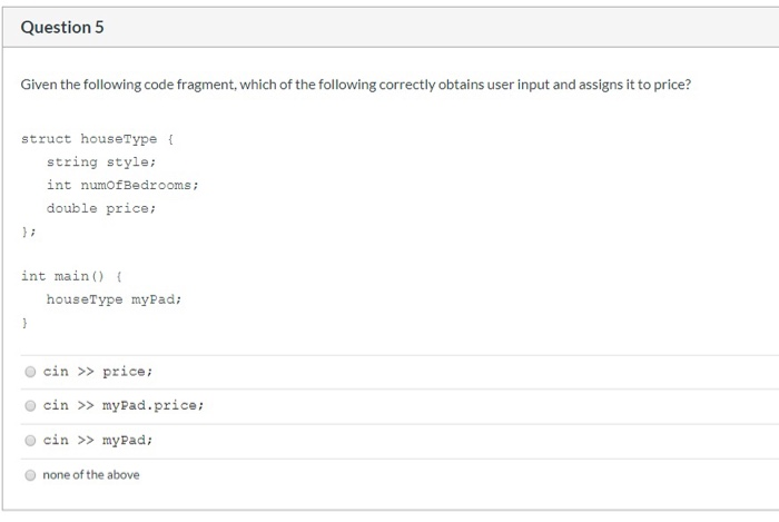 Solved Question 1 Given the following code fragment, which | Chegg.com