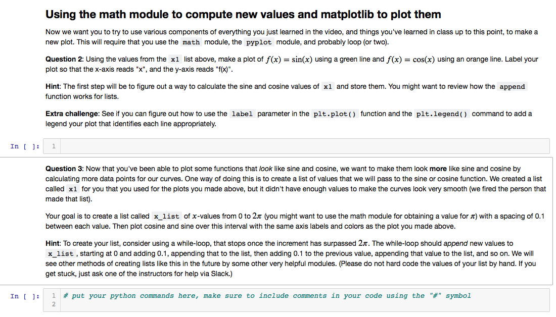 Solved Using the math module to compute new values and | Chegg.com