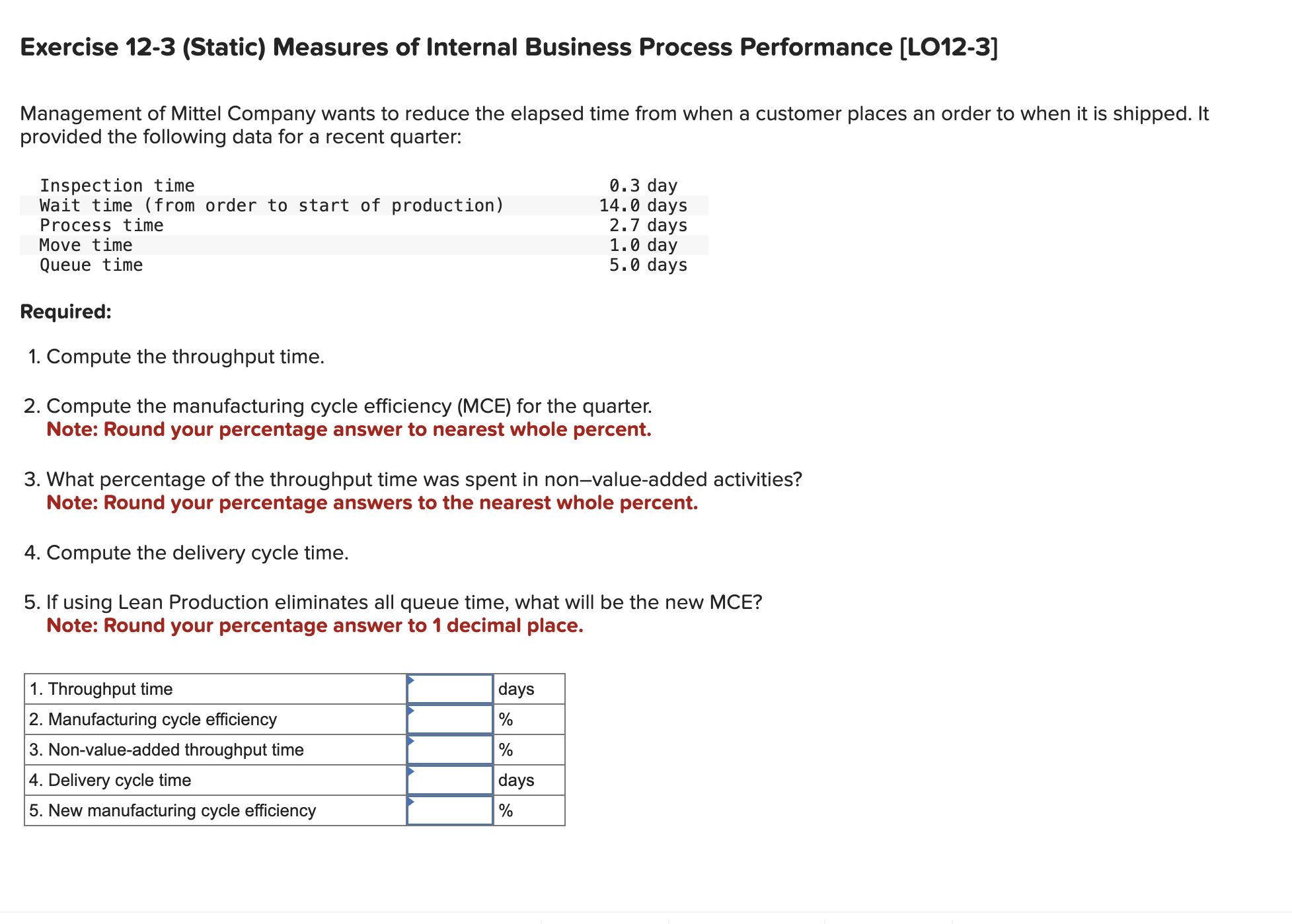 Solved Exercise 12-3 (Static) Measures of Internal Business | Chegg.com