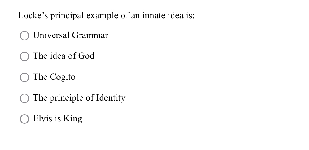 Locke's principal example of an innate idea | Chegg.com