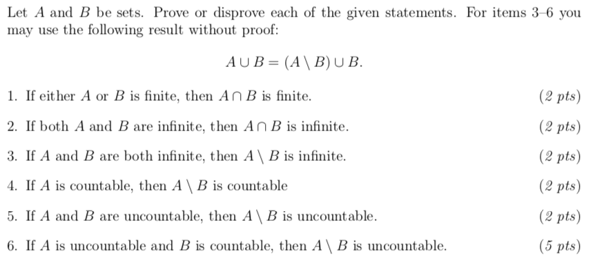 Solved Let A and B be sets. Prove or disprove each of the | Chegg.com
