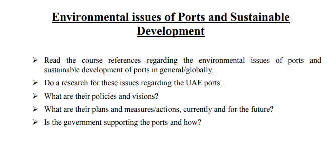 Solved Environmental issues of Ports and Sustainable | Chegg.com