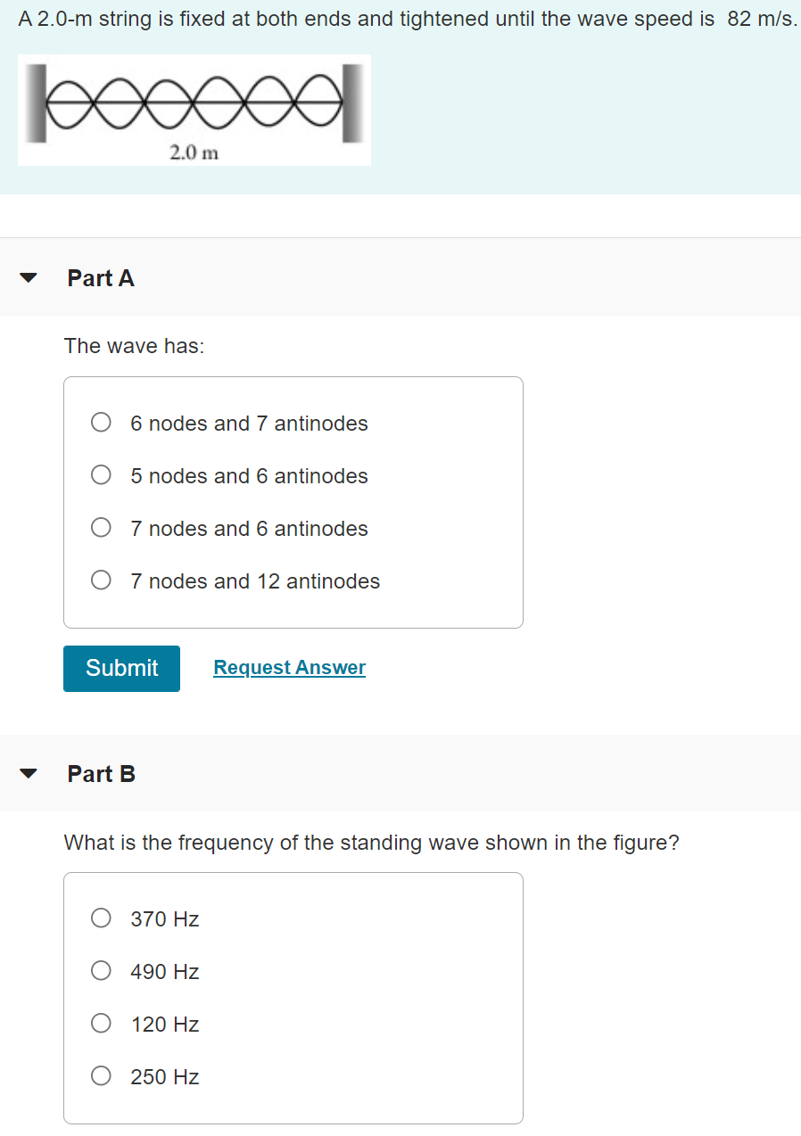 Solved A 2.0-m string is fixed at both ends and tightened | Chegg.com