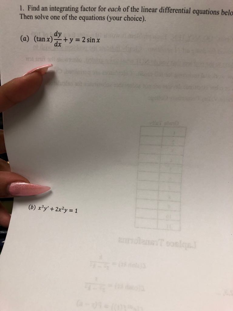 Solved 1. Find an integrating factor for each of the linear | Chegg.com