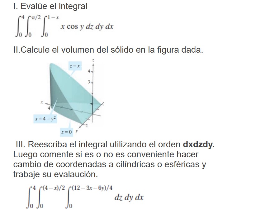 Solved I. Evalúe el | Chegg.com