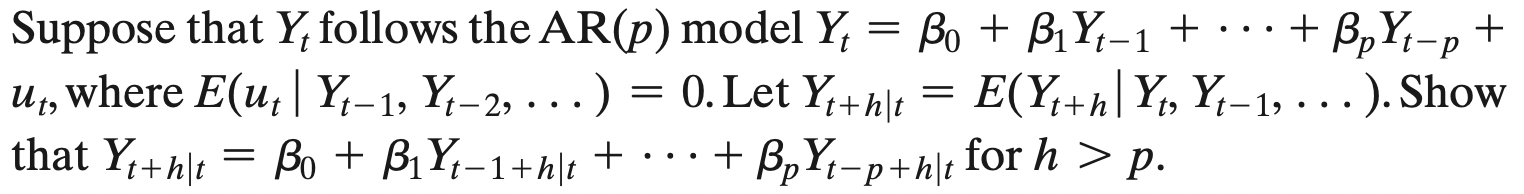 Solved Suppose that Yt follows the AR(p) model | Chegg.com