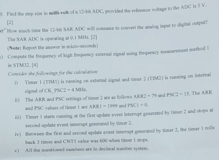 Solved Find the step size in milli-volt of a 12 -bit ADC, | Chegg.com