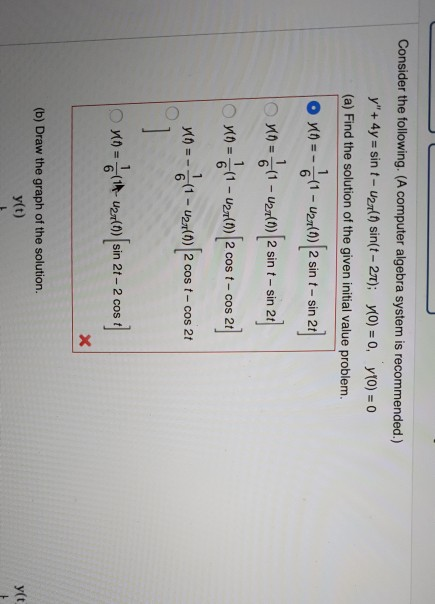 Solved Consider the following. (A computer algebra system is | Chegg.com