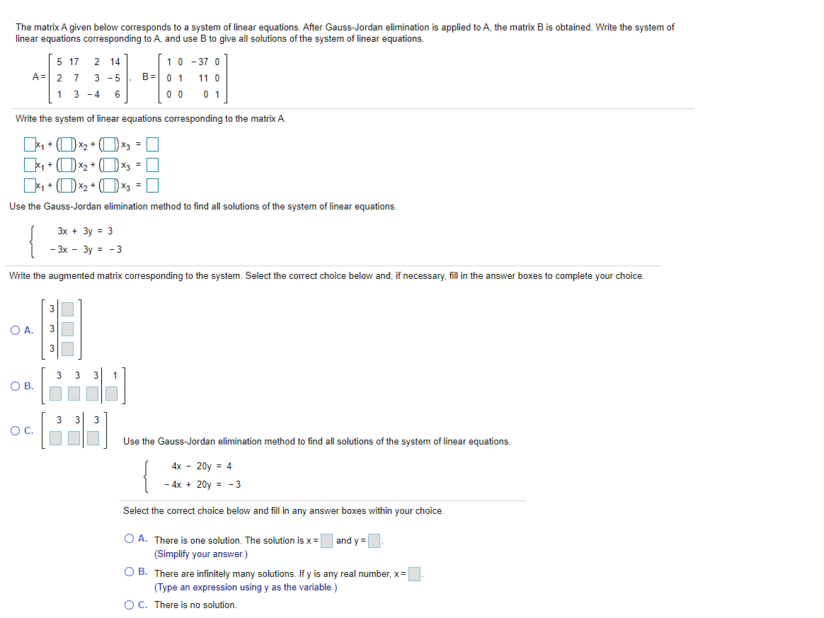 Solved The matrix A given below corresponds to a system of | Chegg.com