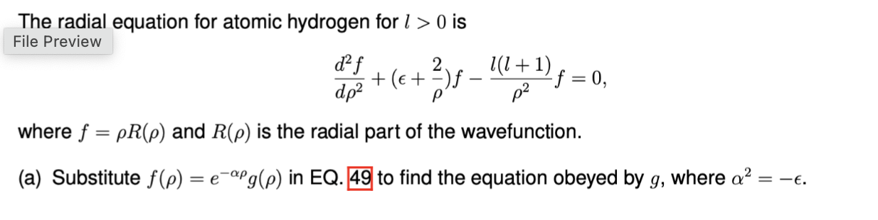 Solved The radial equation for atomic hydrogen for l>0 is | Chegg.com